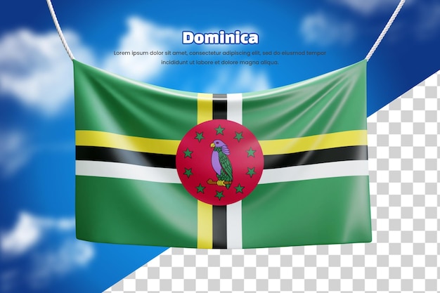 Premium PSD | 3d banner flag of dominica or 3d dominica waving banner flag Premium PSD | 3d banner flag of dominica or 3d dominica waving banner flag