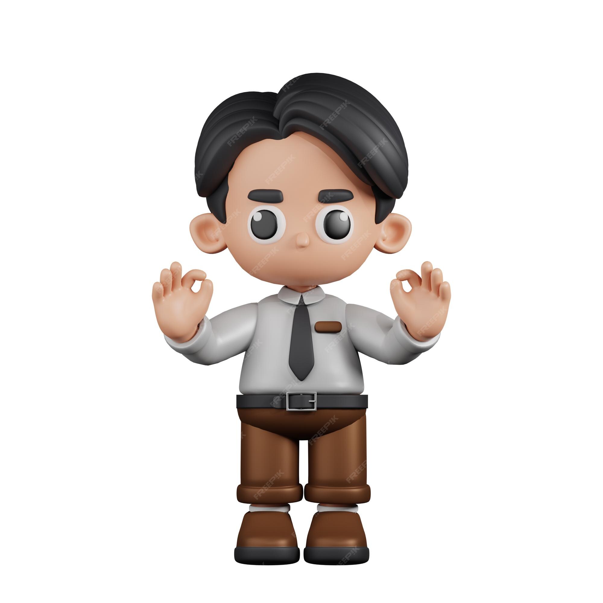 Premium Psd 3d Character Businessman Giving Ok Hand Gesture Pose