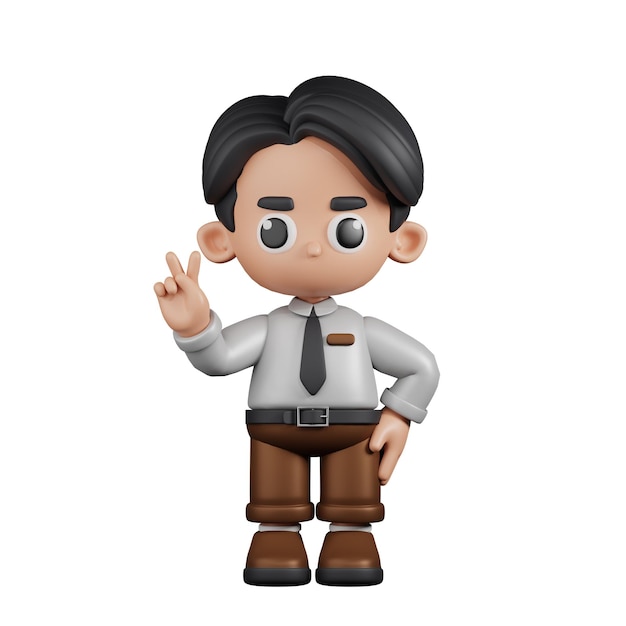 Premium Psd 3d Character Businessman Showing Peace Sign Pose