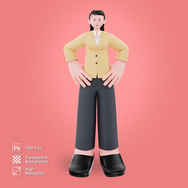 Premium Psd 3d Character Businesswoman Giving Standing Pose
