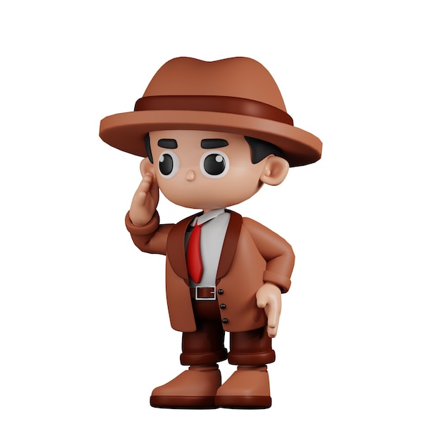 Premium Psd 3d Character Detective Looking For Something Pose