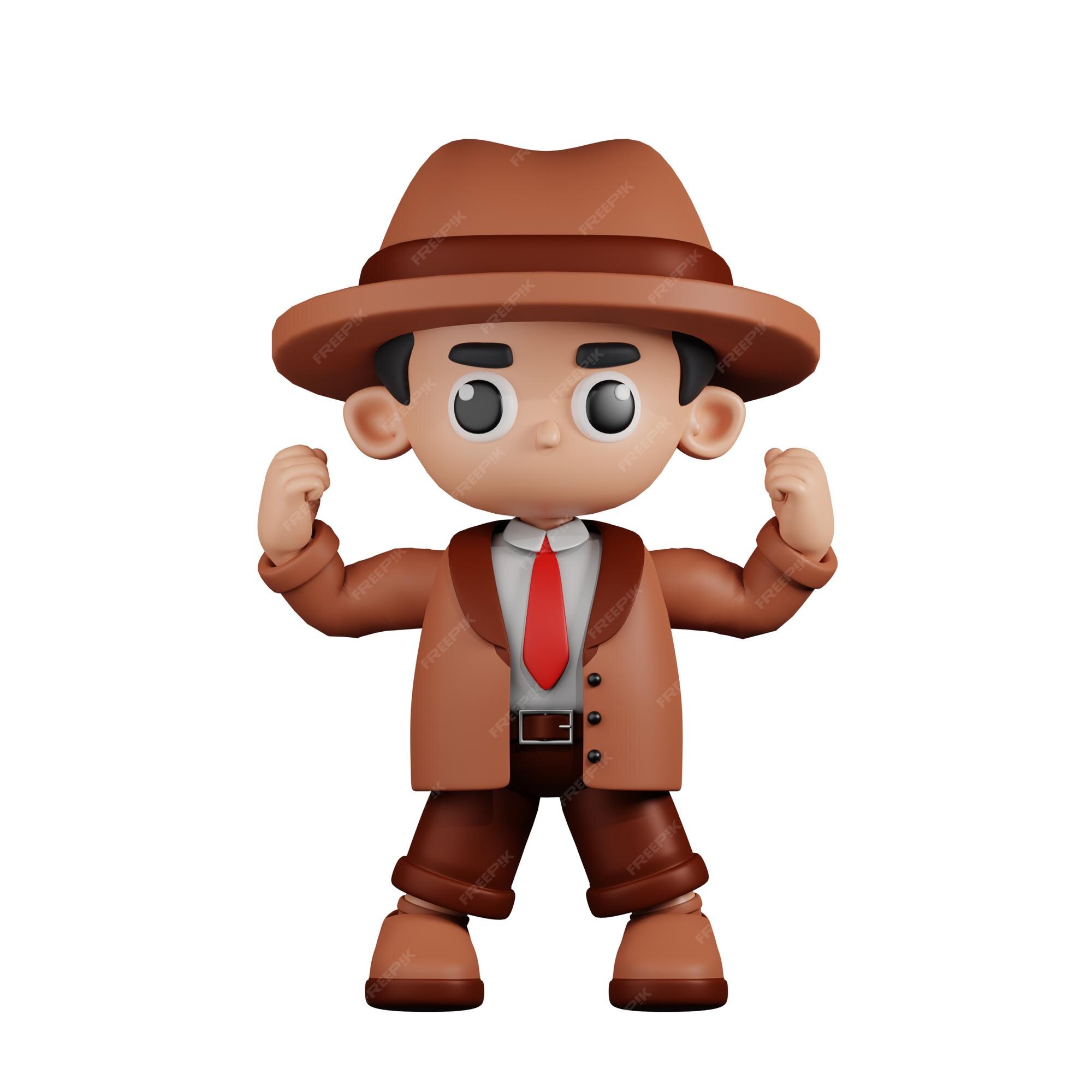 Premium Psd 3d Character Detective Looking Strong Pose