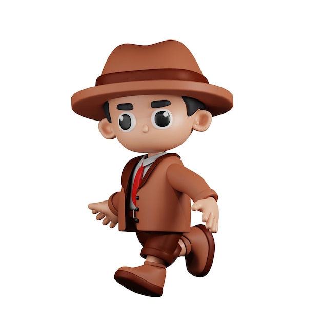 Premium Psd 3d Character Detective Running Pose