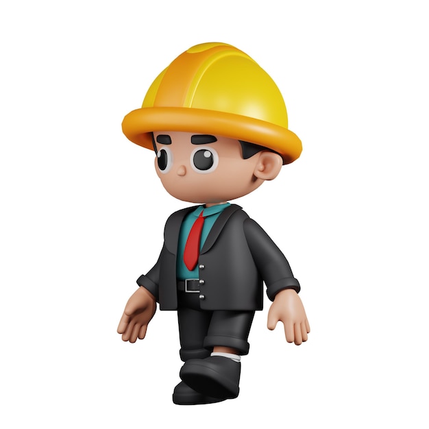 Premium Psd 3d Character Engineer Walking Pose