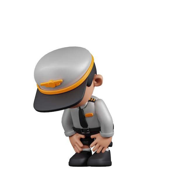 Premium Psd 3d Character Pilot Taking A Break Pose