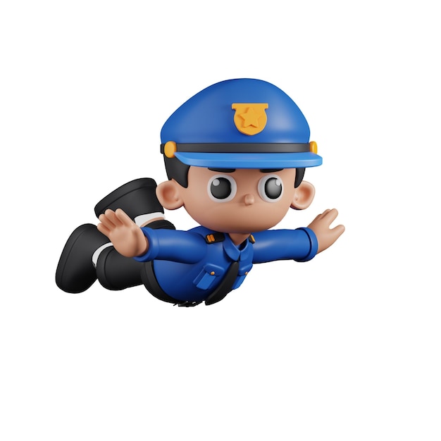 Premium Psd 3d Character Policeman Flying Pose