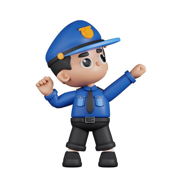 Premium Psd 3d Character Policeman Looking Victorious Pose
