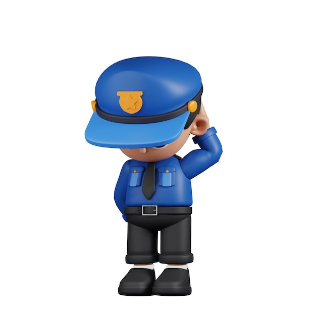 Premium Psd 3d Character Policeman Worry Pose