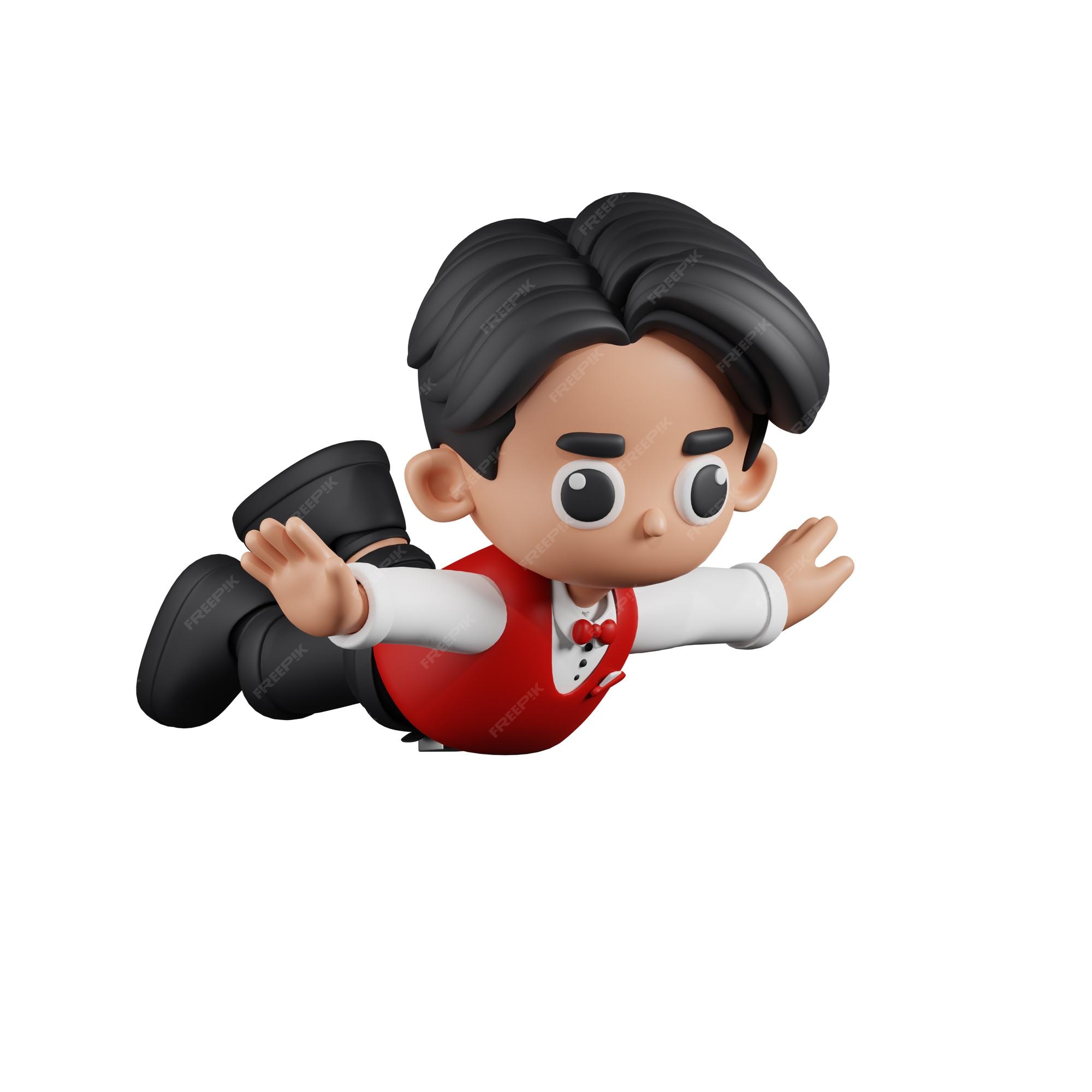 Premium Psd 3d Character Waitress Flying Pose