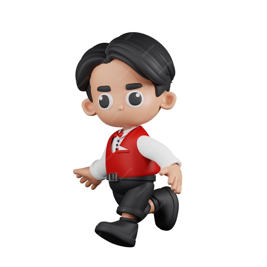 Premium Psd 3d Character Waitress Running Pose