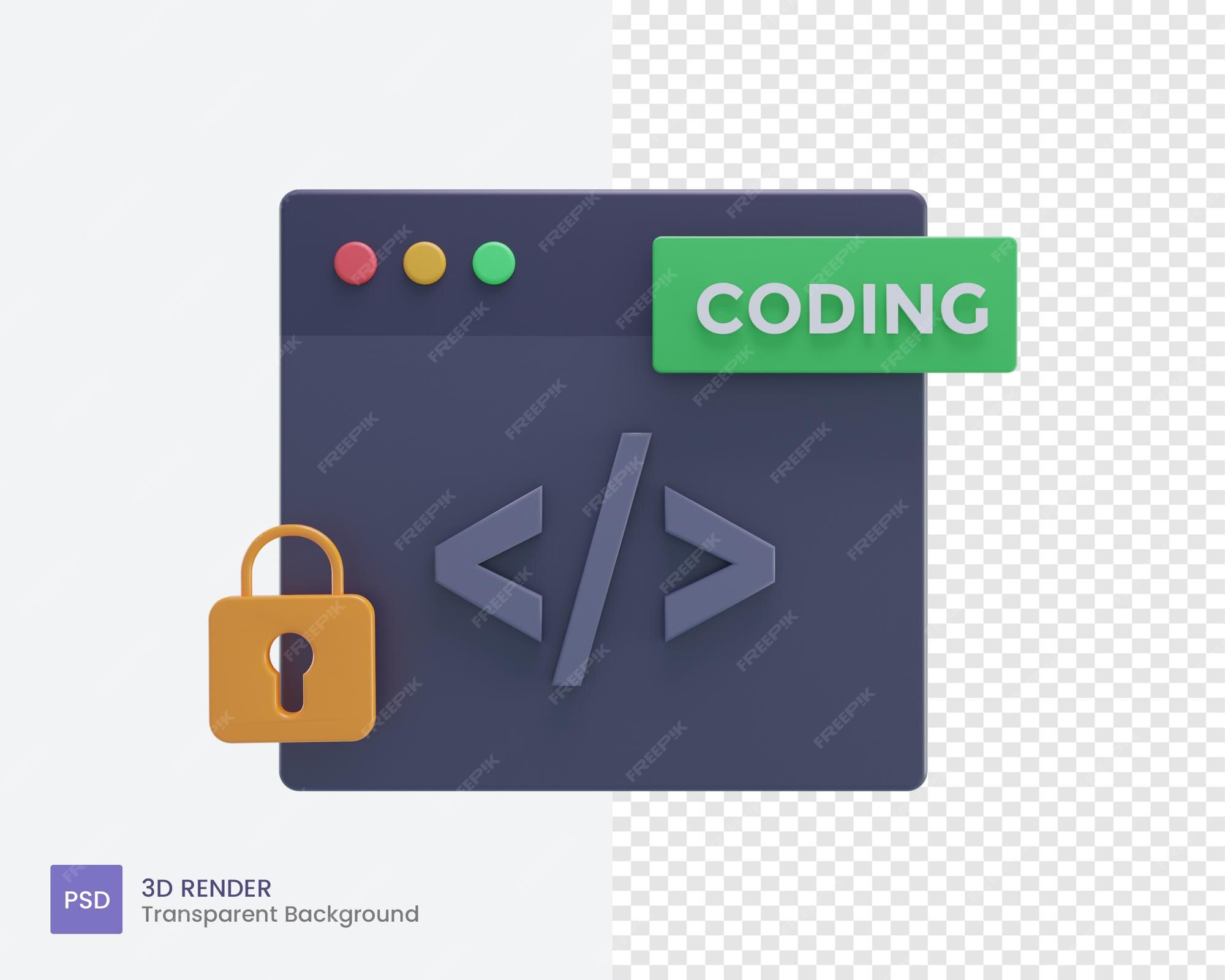 Premium Psd 3d Coding Icon Or Programming Project Files With Data Protection