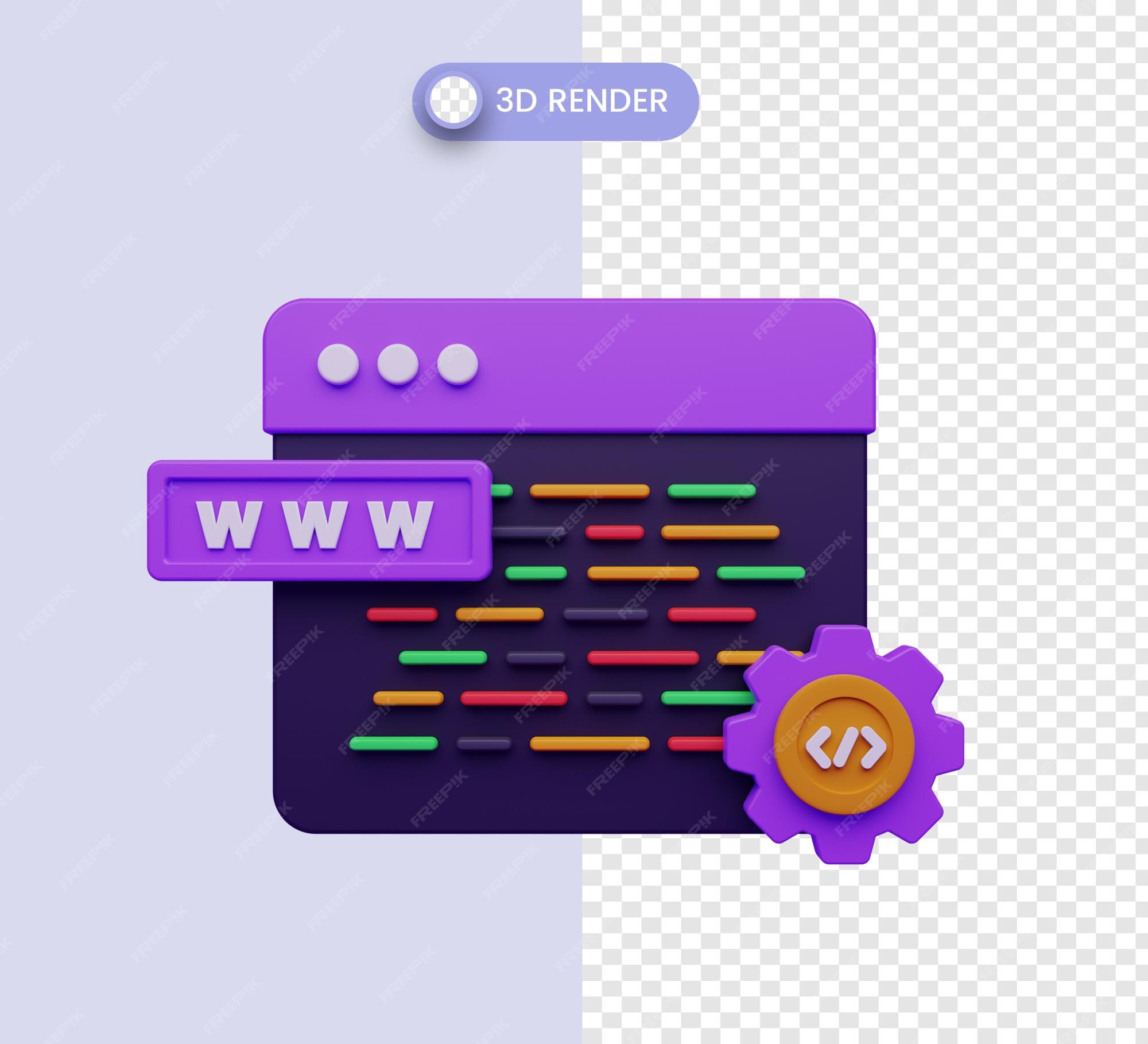 Premium PSD | 3d coding or programming iocn with syntac code