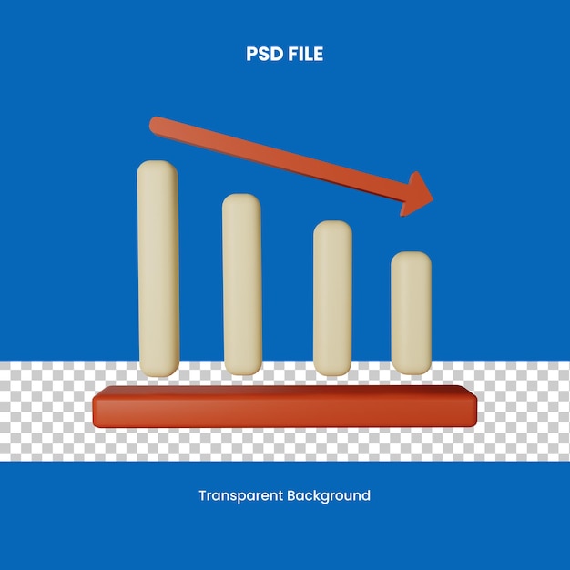 Premium PSD | 3d icon decrease isolated on the transparent background