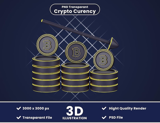 Premium PSD | 3d illustration of bitcoin decrease