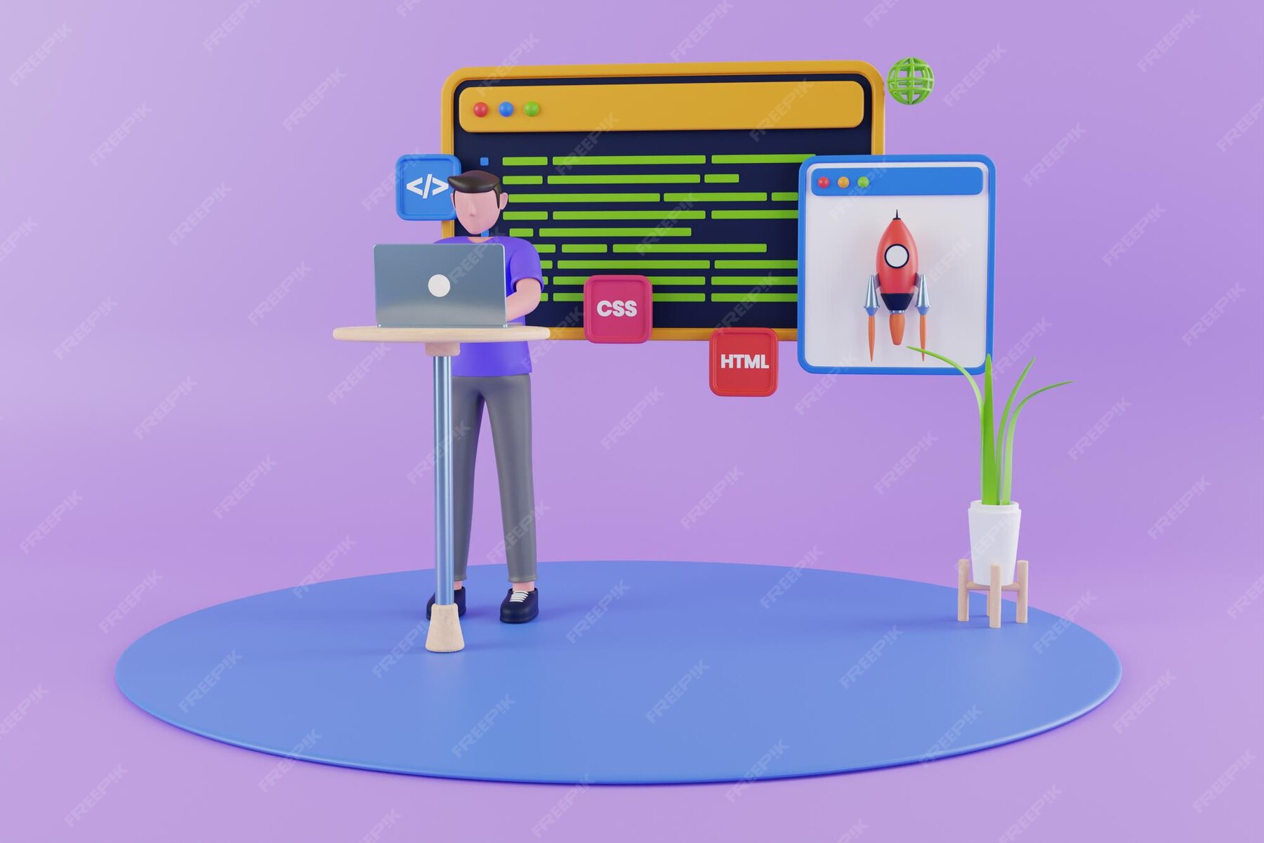 Premium PSD | 3d illustration of web development programming skills for ...