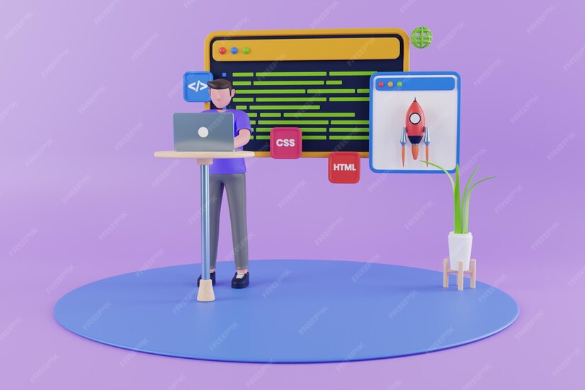 Premium PSD | 3D Illustration of Web development Programming Skills for ...