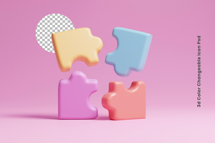 Premium Psd 3d Jigsaw Puzzle Symbol Of Teamwork Concept Icon Or 3d