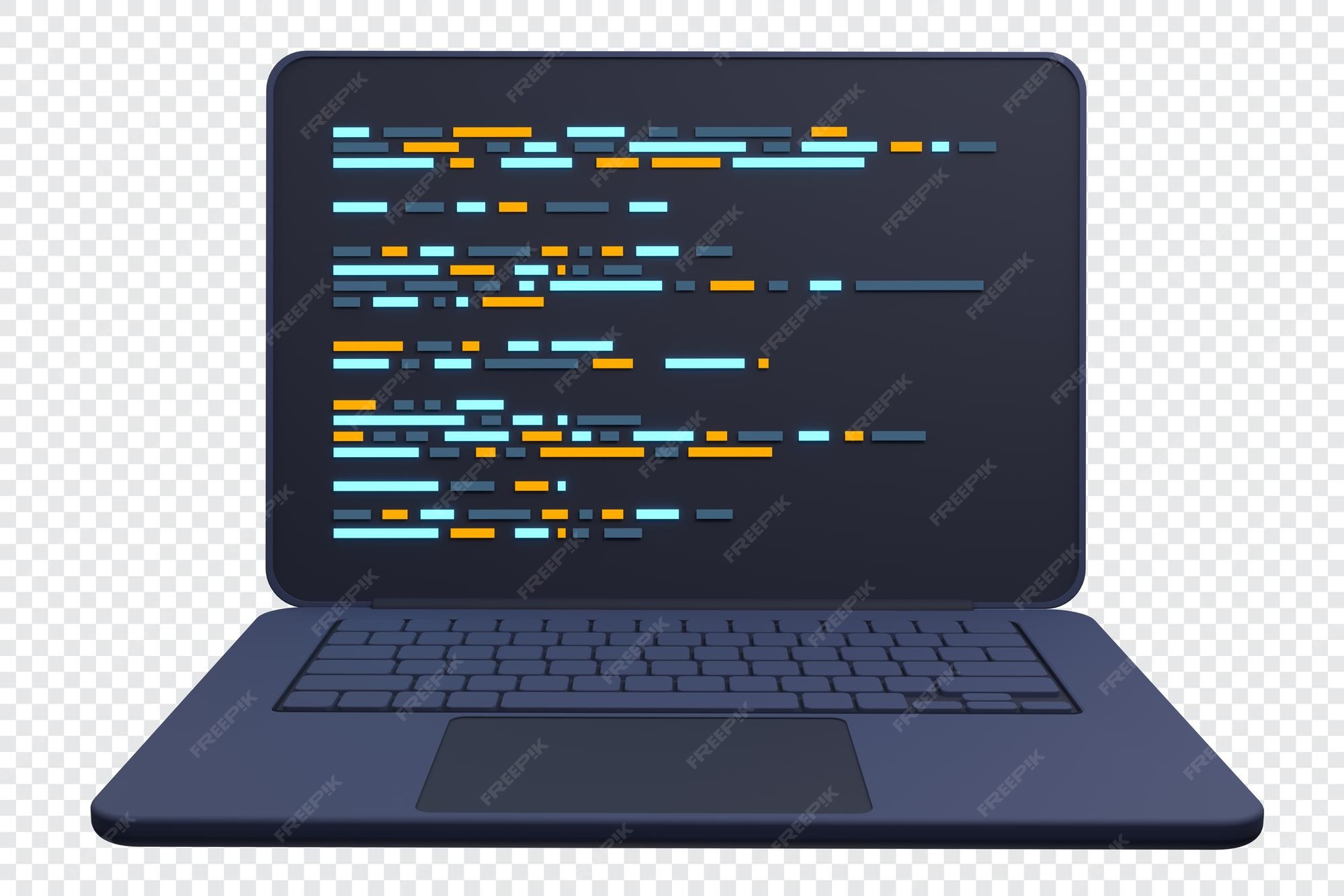 Premium PSD | 3d laptop and program code development web coding concept coding screen 3d ...