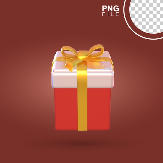 Premium PSD | 3d red white christmas gift with golden ribbon Premium PSD | 3d red white christmas gift with golden ribbon