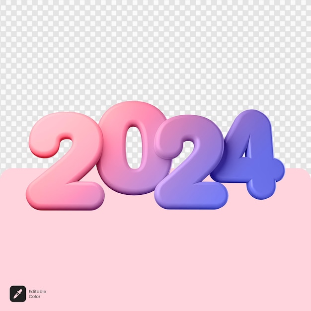 Premium PSD | 3d render illustration 2024 text Premium PSD | 3d render illustration 2024 text