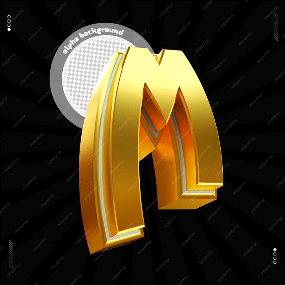 Premium Psd 3d Render Letter M Font Uppercase Gold