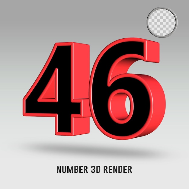 Premium PSD | 3d render number 46 black red color Premium PSD | 3d render number 46 black red color