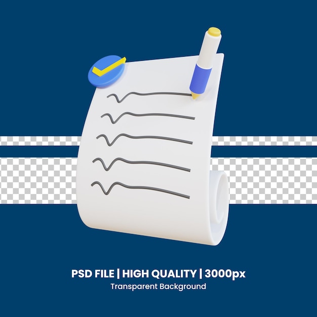 Premium PSD | 3d rendering Check List icon object Premium PSD | 3d rendering Check List icon object