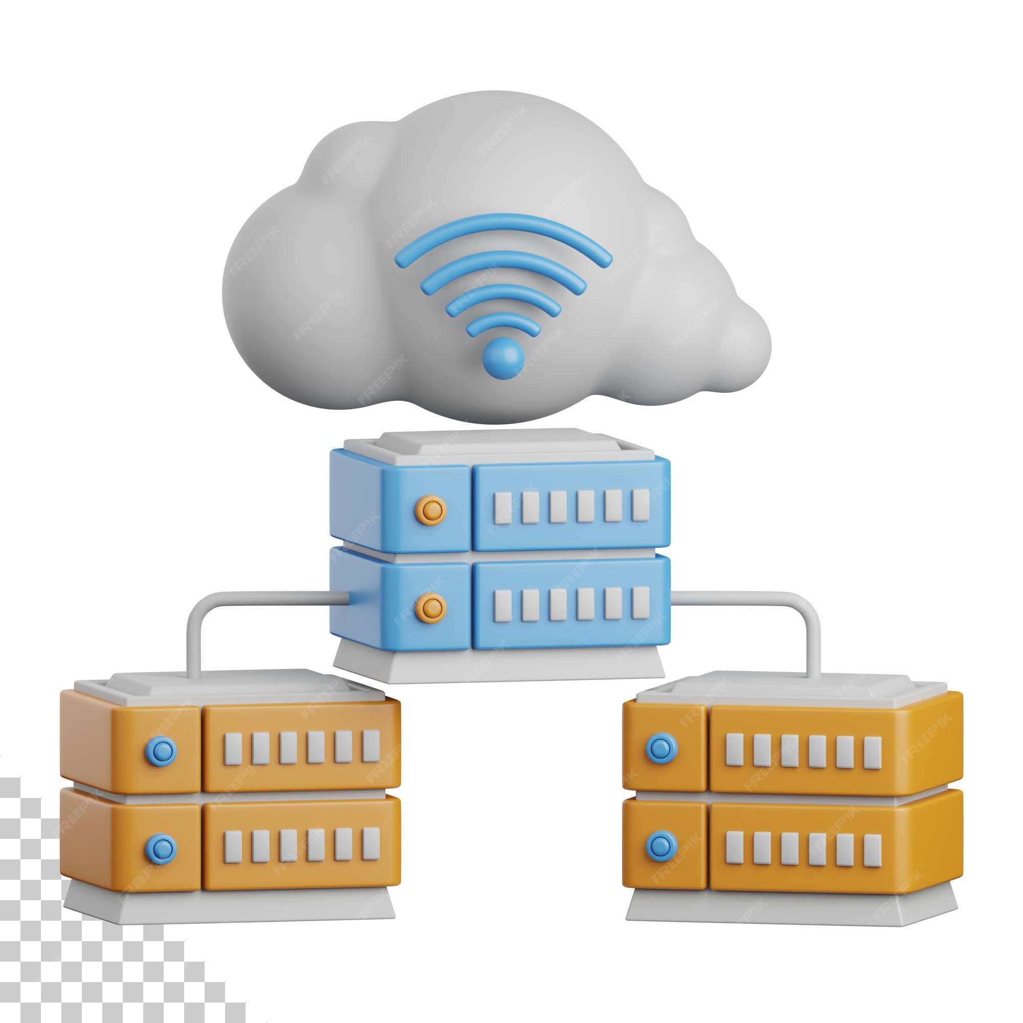 Premium PSD | 3d rendering database server isolated useful for cloud network computing ...