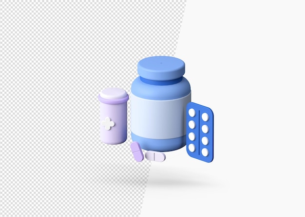 Premium PSD | 3d rendering various drugs concept Premium PSD | 3d rendering various drugs concept