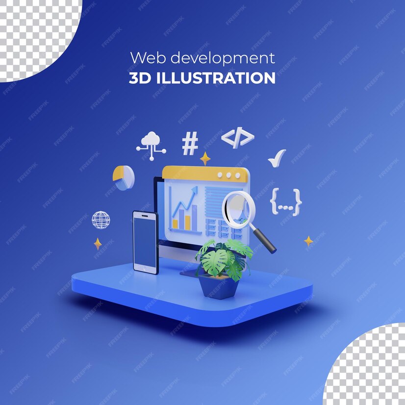 Premium PSD | 3D rendering Web postdevelopment software Website ...