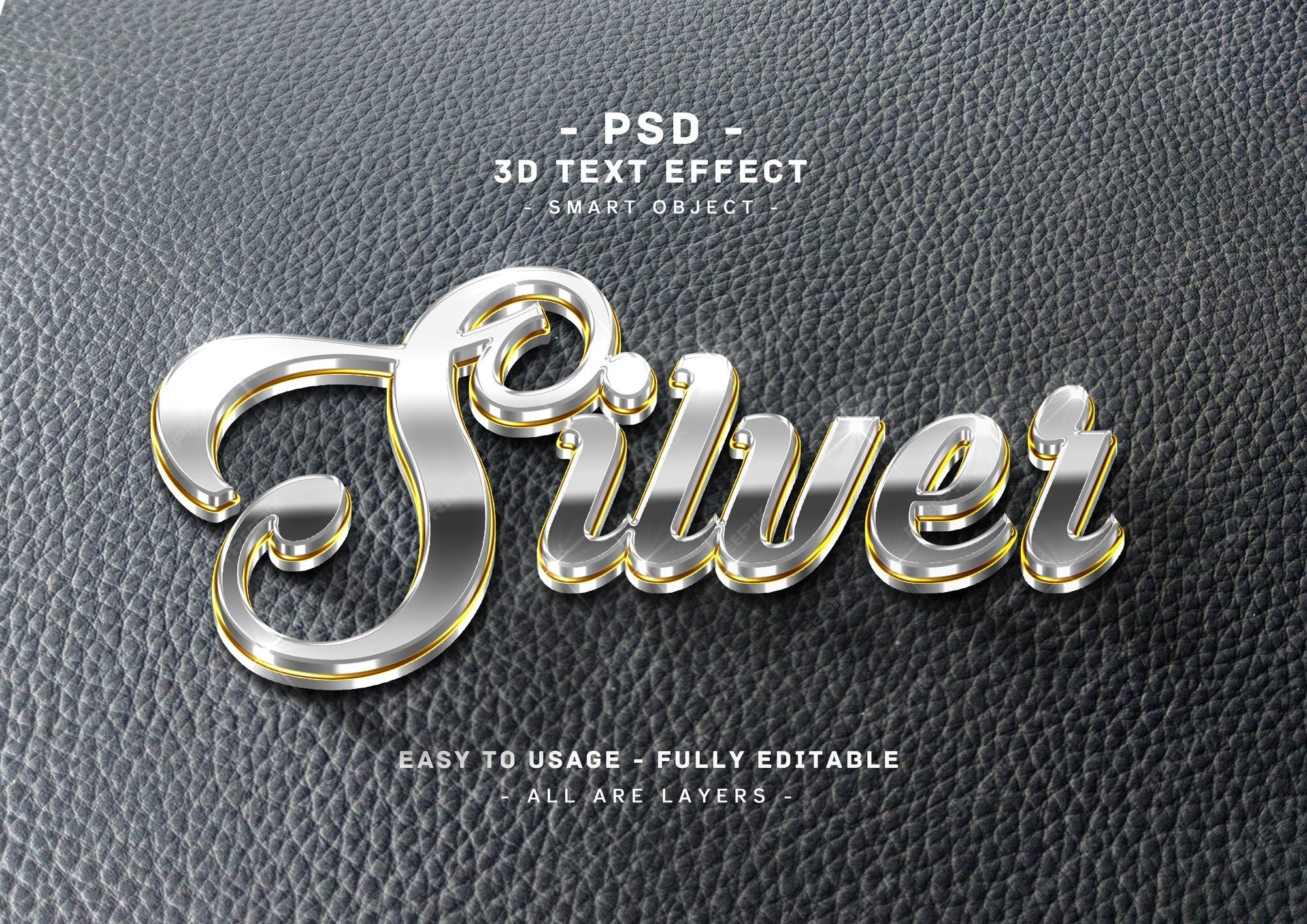 Premium Psd 3d Silver Text Effect