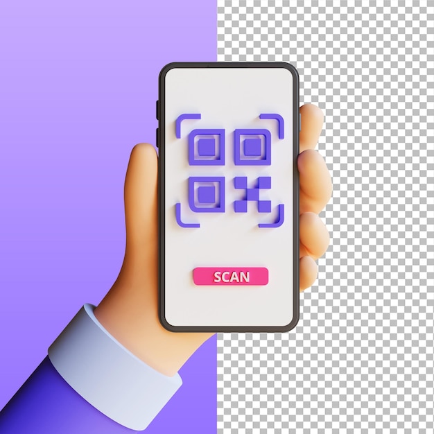 Premium PSD | 3d smartphone scanning qr code Premium PSD | 3d smartphone scanning qr code