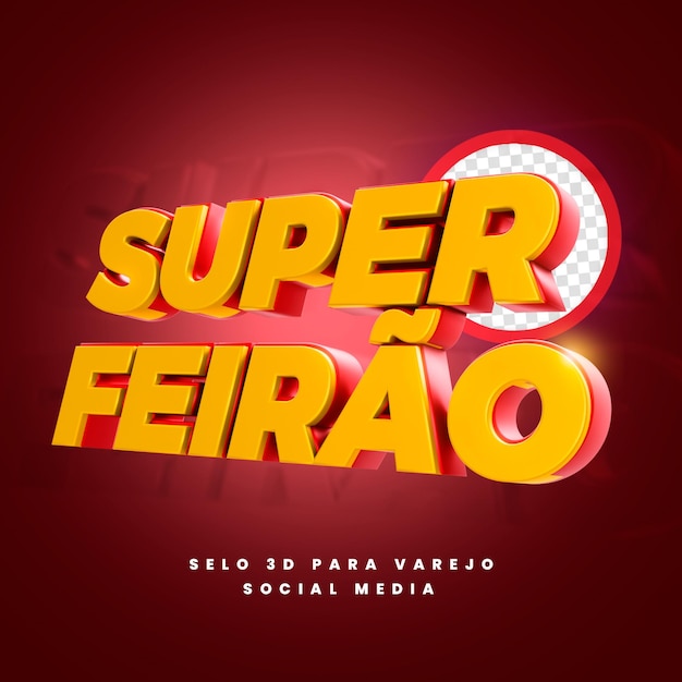 Premium PSD | 3d text social media mega feirao red and yellow Premium PSD | 3d text social media mega feirao red and yellow