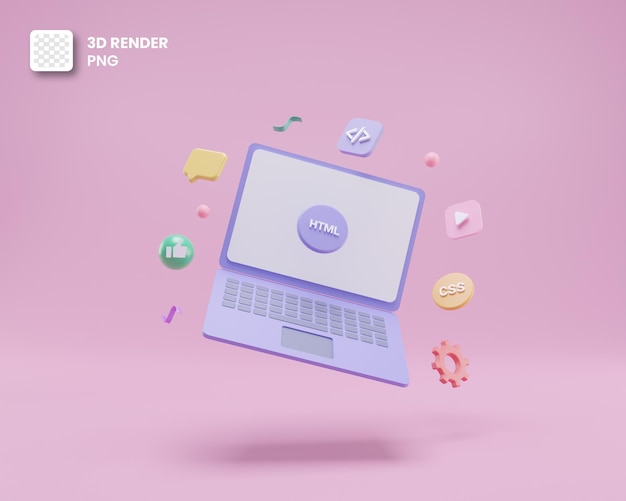 Premium PSD | 3d render web development software development web design ...