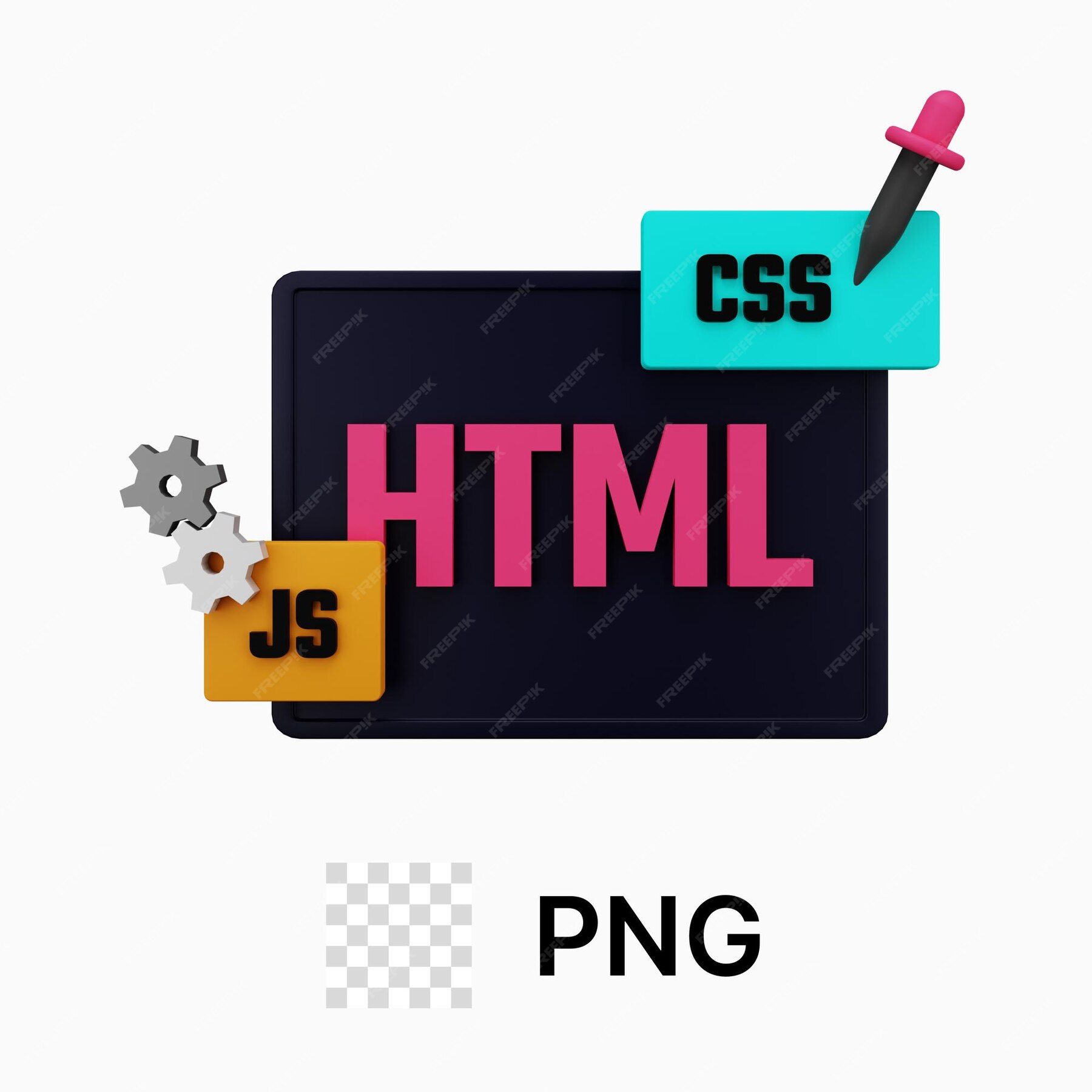 Premium PSD | 3d web programming html css js illustration