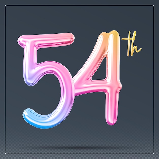 Premium PSD | 54th year anniversary number gradient Premium PSD | 54th year anniversary number gradient