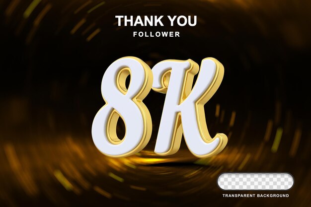 Premium Psd 8k Follower Gold 3d Number