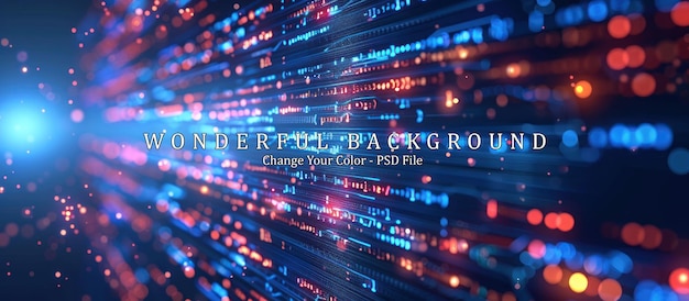 Abstract Binary Code Data Stream With Glowing Particles Representing