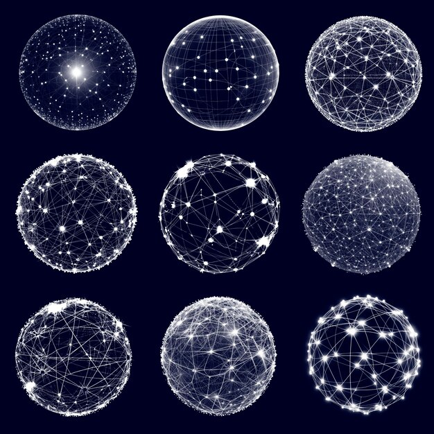 Premium PSD | Abstract network spheres digital visualization Premium PSD | Abstract network spheres digital visualization