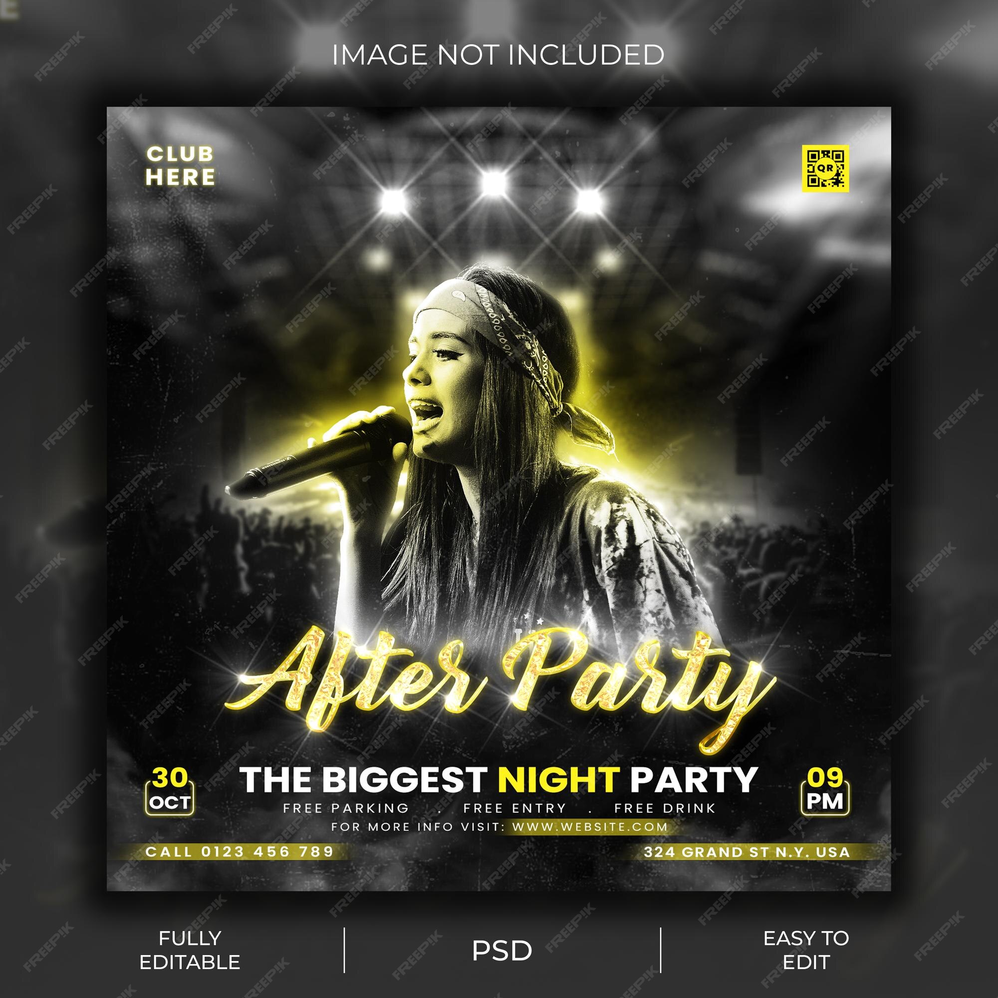 파티 나이트 클럽 Dj 파티 플라이어 소셜 미디어 포스트 인스타그램 소셜 미디어 템플릿 프리미엄 Psd 파일