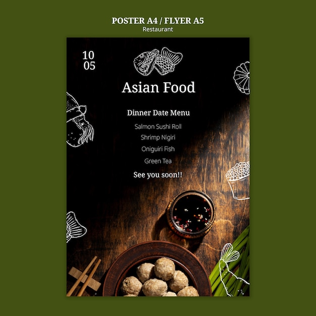 Premium PSD | Asian restaurant template design Premium PSD | Asian restaurant template design