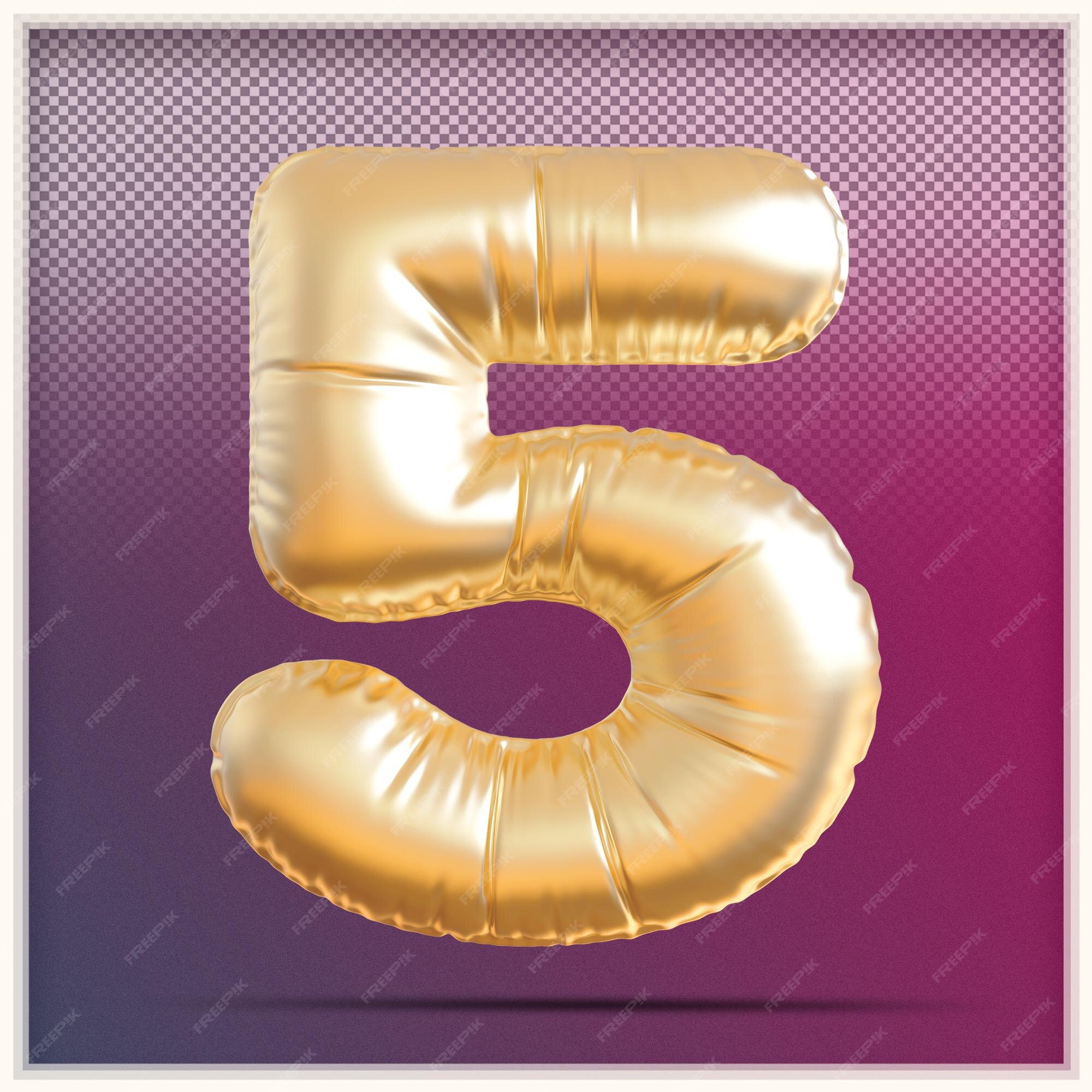 Premium PSD | Balloon Number 5 Modern Redner Premium PSD | Balloon Number 5 Modern Redner