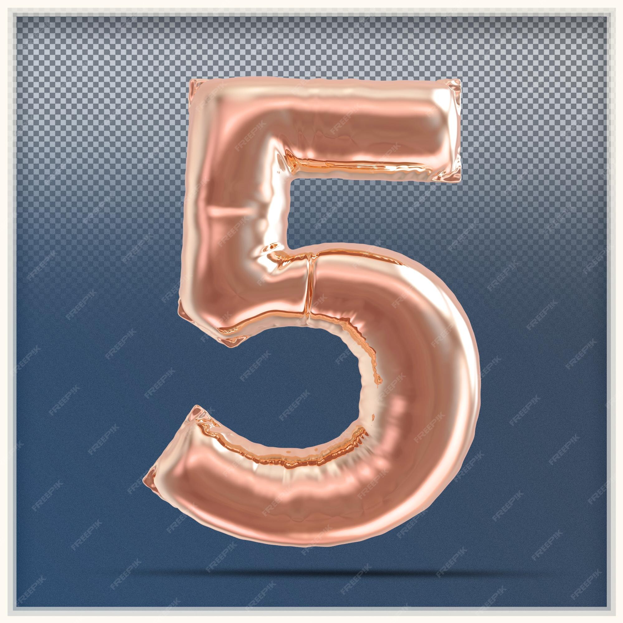 Premium PSD | Balloon number 5 modern render Premium PSD | Balloon number 5 modern render