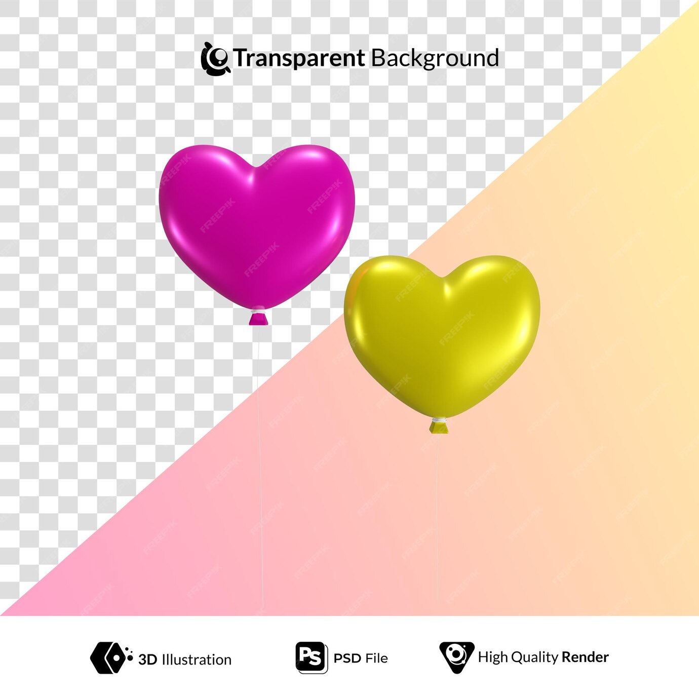 Premium Psd Balloon Pink And Gold Special Valentine 3d Illustration