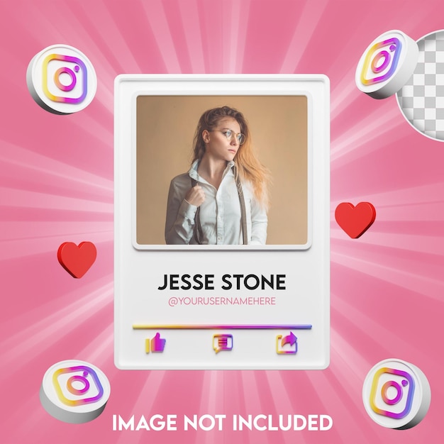 Premium PSD | Banner icon profile on Instagram 3d rendering Premium PSD | Banner icon profile on Instagram 3d rendering