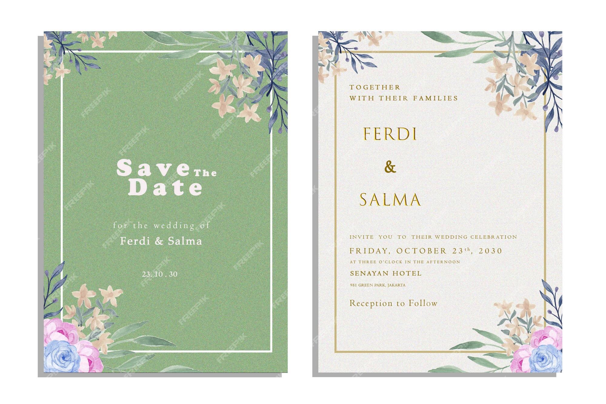 Premium Psd Beautiful Floral Wreath Wedding Invitation Card Template Psd