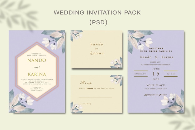 Premium Psd Beautiful Floral Wreath Wedding Invitation Card Template Psd