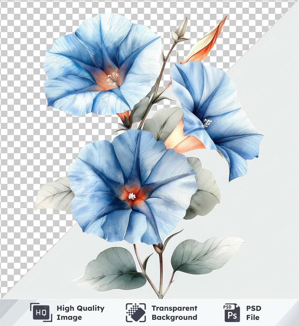 Premium Psd Beautiful Watercolor Morning Glory Flowers Clipart And