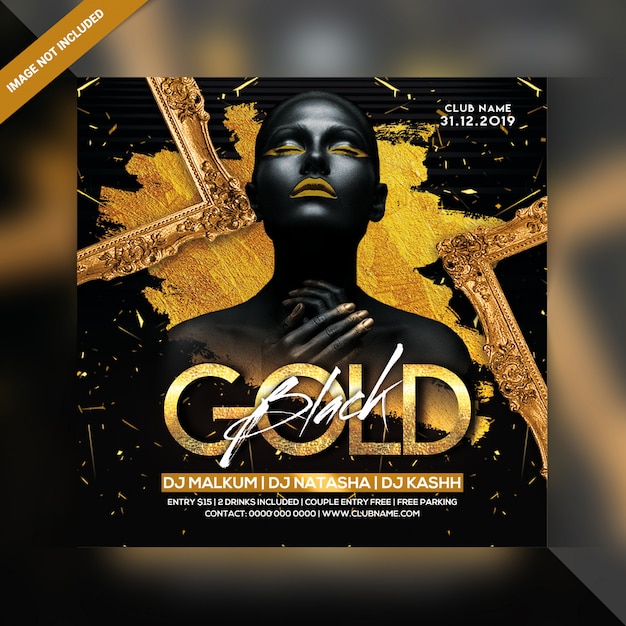 Premium Psd Black Gold Party Flyer