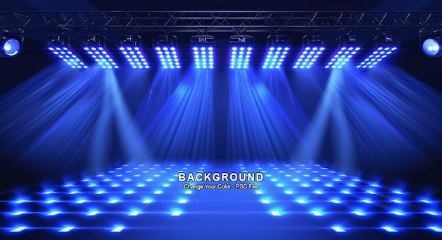 Premium PSD | A blue light illuminates the stage with three rows of ... Premium PSD | A blue light illuminates the stage with three rows of ...